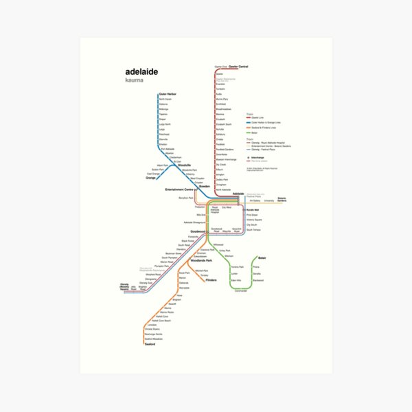 "Adelaide rail network map" Art Print for Sale by pmallis | Redbubble