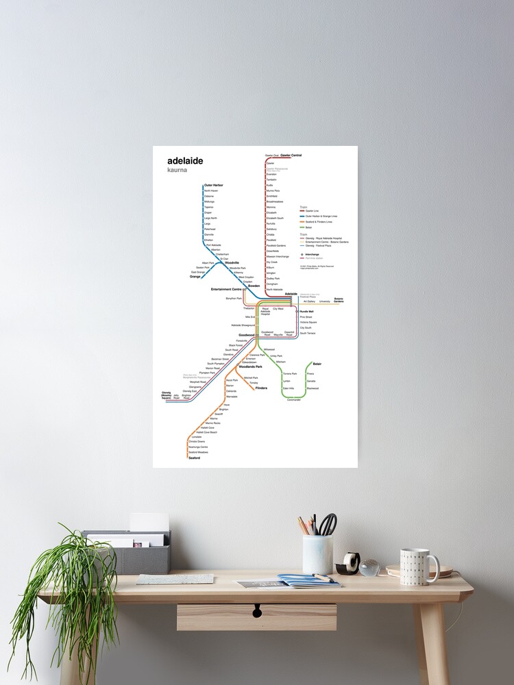 "Adelaide rail network map" Poster for Sale by Philip Mallis | Redbubble