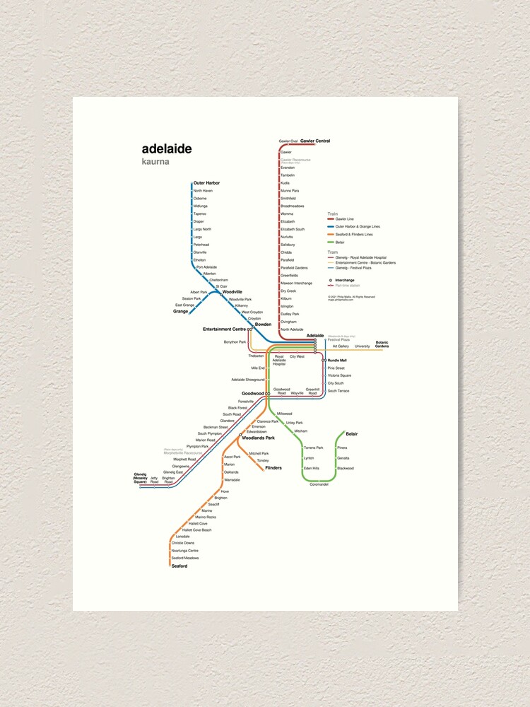 "Adelaide rail network map" Art Print for Sale by pmallis | Redbubble