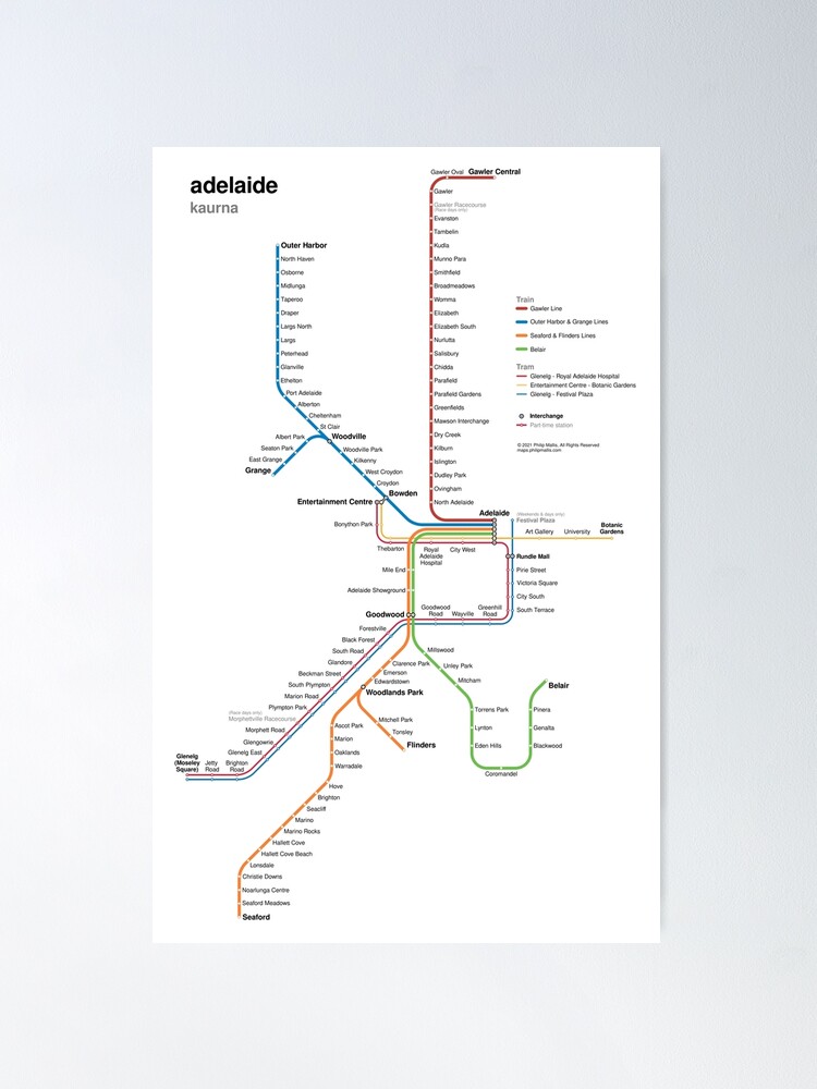 "Adelaide rail network map" Poster for Sale by Philip Mallis | Redbubble
