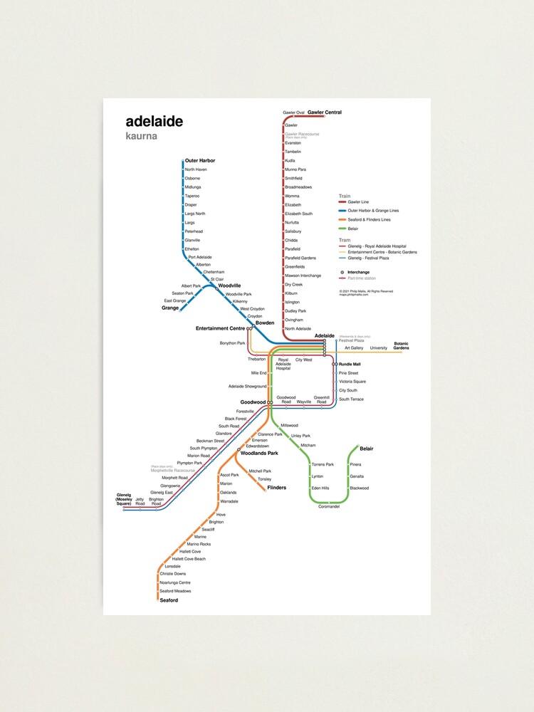 "Adelaide rail network map" Photographic Print for Sale by pmallis ...
