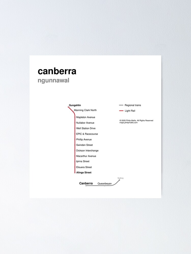 "Canberra rail network map" Poster for Sale by pmallis | Redbubble