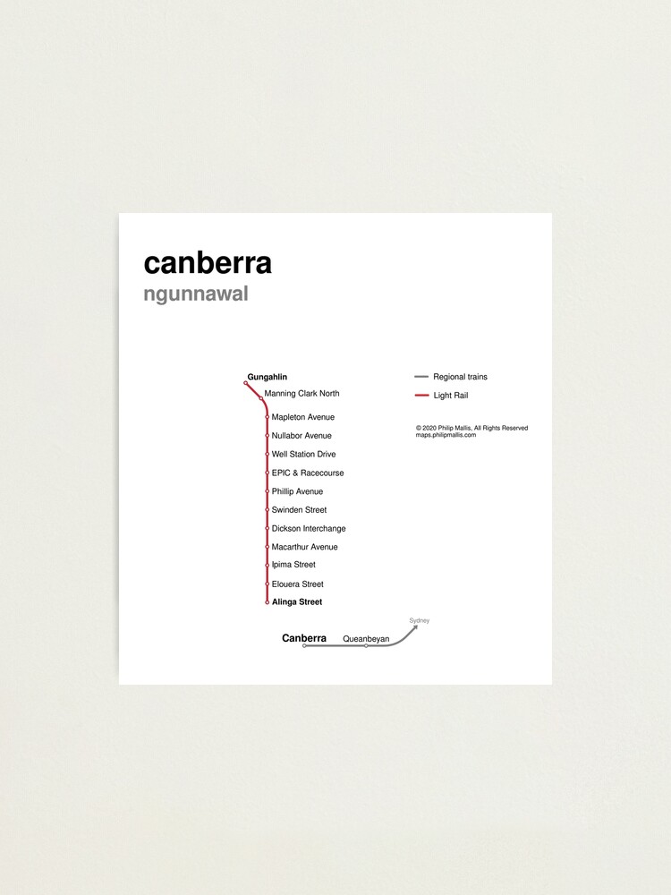 "Canberra rail network map" Photographic Print for Sale by pmallis ...