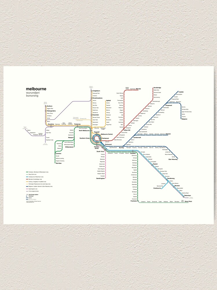 "Melbourne rail network map" Art Print by pmallis | Redbubble
