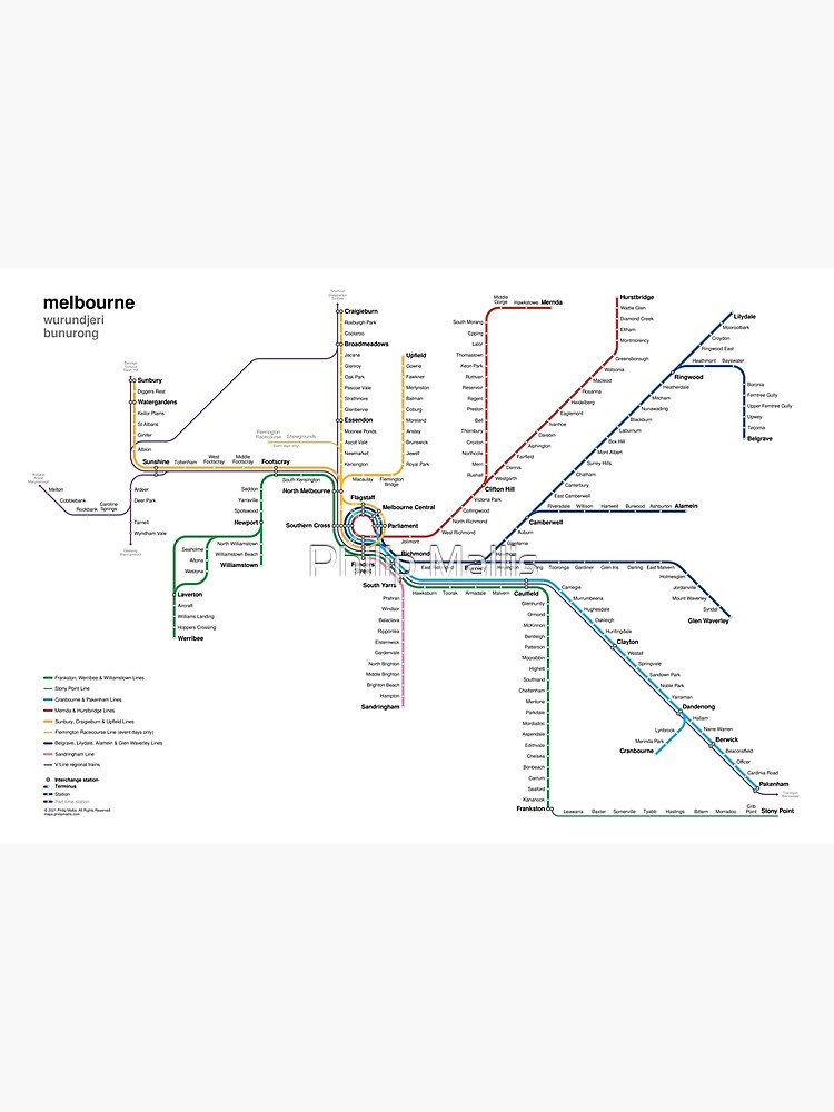 Melbourne rail network map Premium Matte Vertical Poster sold by ...