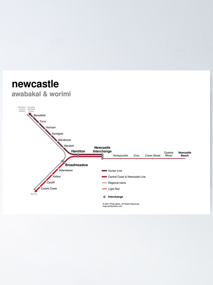 "Newcastle rail network map" Poster for Sale by pmallis | Redbubble