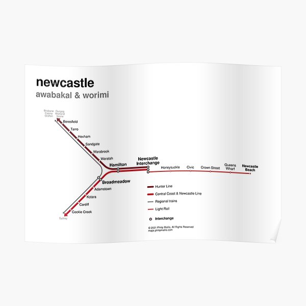 "Newcastle rail network map" Poster for Sale by pmallis | Redbubble