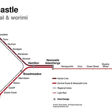 "Newcastle rail network map" Metal Print for Sale by Philip Mallis ...