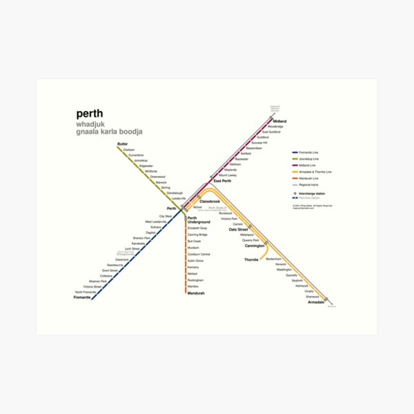 "Perth rail network map" Art Print for Sale by pmallis | Redbubble