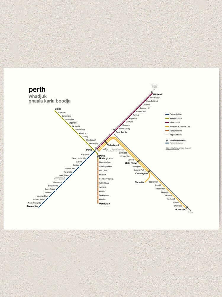 "Perth rail network map" Art Print for Sale by pmallis | Redbubble