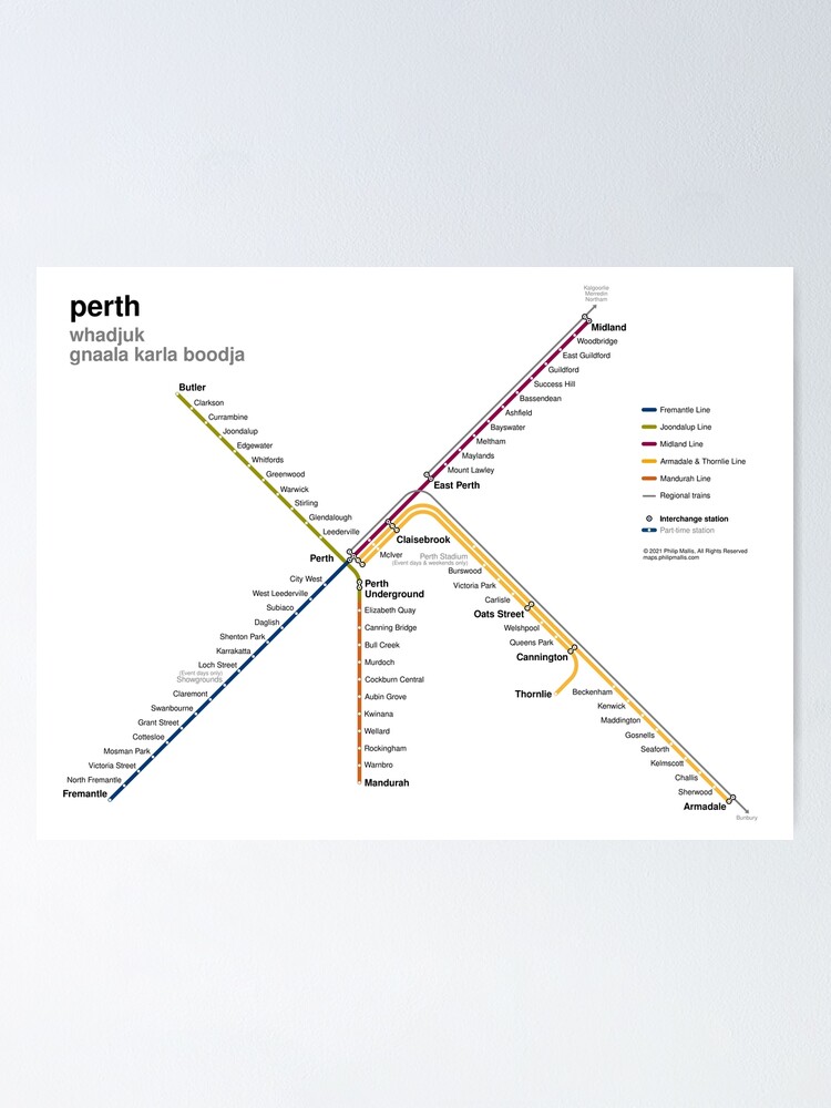 "Perth rail network map" Poster for Sale by pmallis | Redbubble