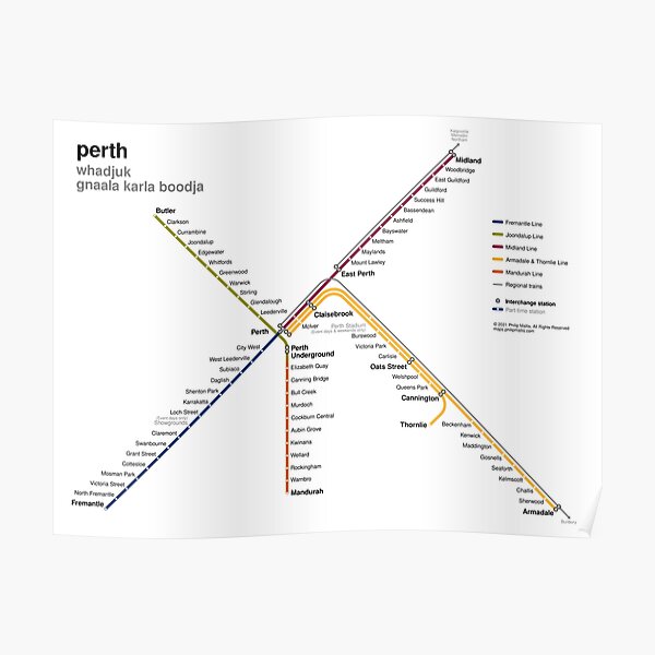 "Perth rail network map" Poster for Sale by pmallis | Redbubble