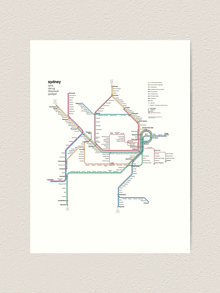 "Sydney rail network map" Art Print for Sale by pmallis | Redbubble