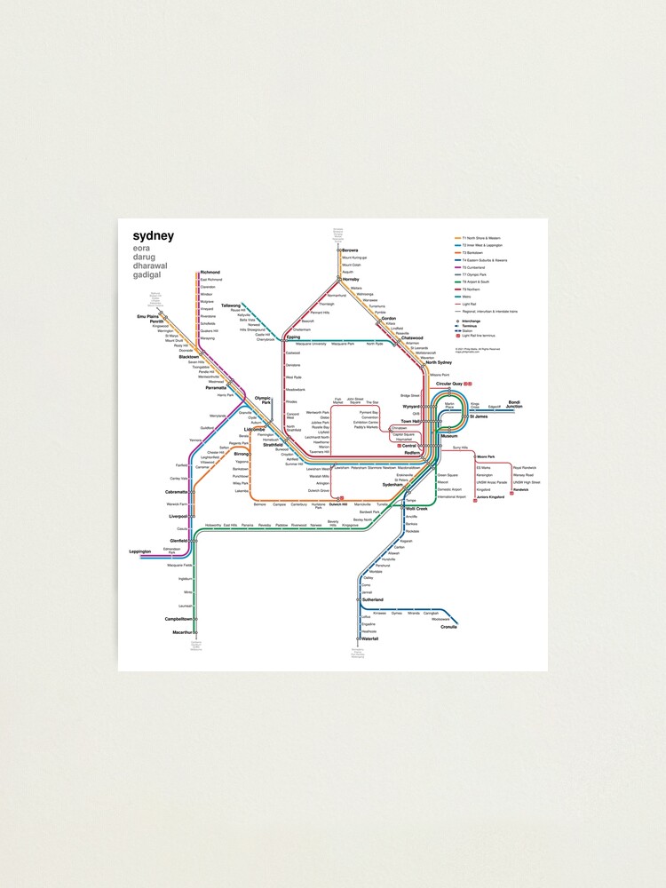 "Sydney rail network map" Photographic Print for Sale by Philip Mallis ...