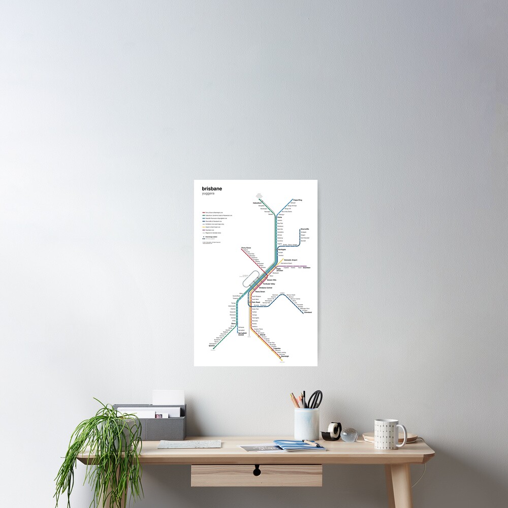 "Brisbane rail network map" Poster by pmallis | Redbubble