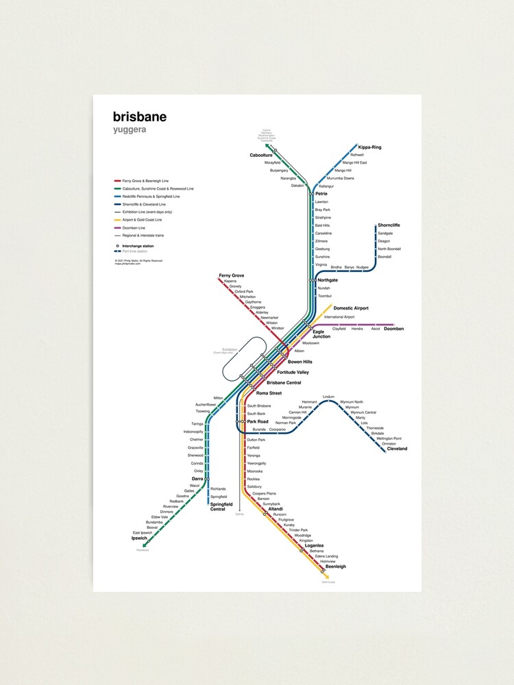 "Brisbane rail network map" Photographic Print for Sale by pmallis ...
