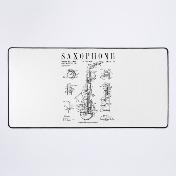 "Saxophone Old Vintage Patent Drawing Print" Mouse Pad for Sale by ...