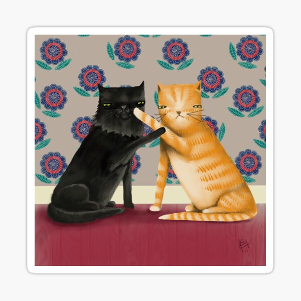 "Play Fight Cat Fun" Sticker for Sale by lynhurring | Redbubble
