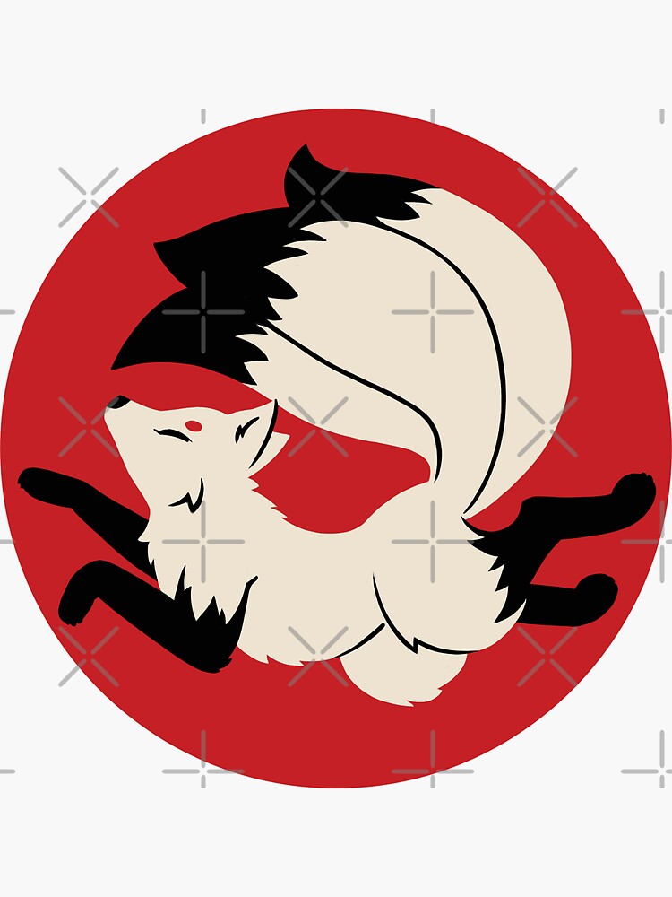 "Three-Tailed Kitsune" Sticker for Sale by MaryCapaldi | Redbubble