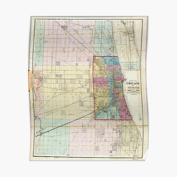 "Vintage Map of Chicago (1869) " Poster by BravuraMedia | Redbubble