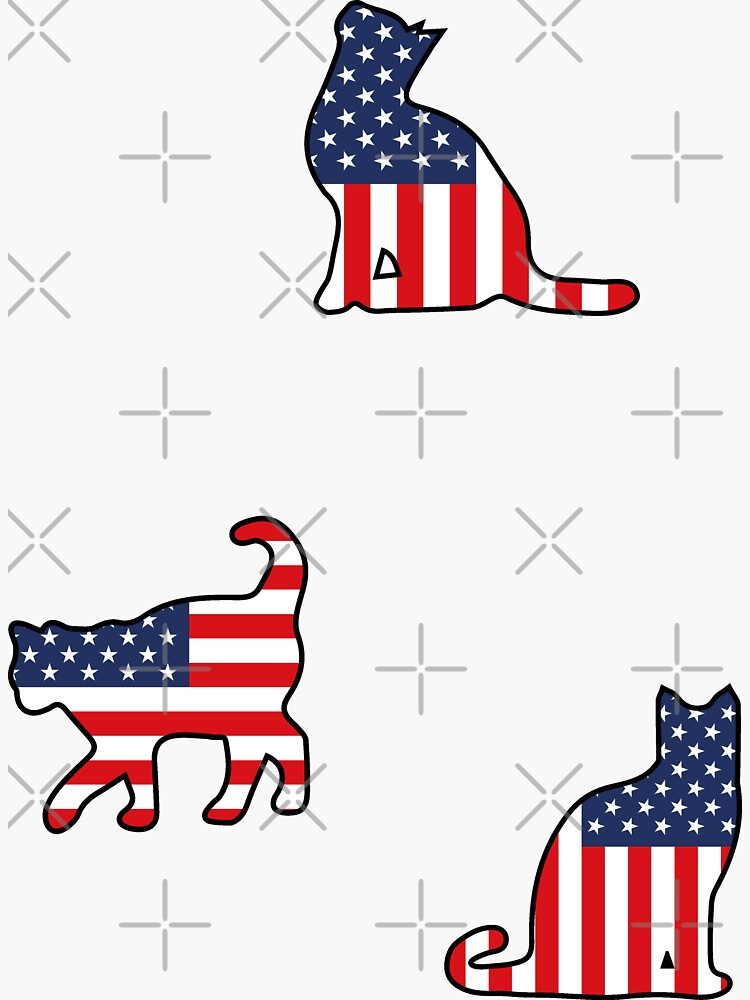 "American Flag Cat Pack" Sticker for Sale by EpicMums | Redbubble