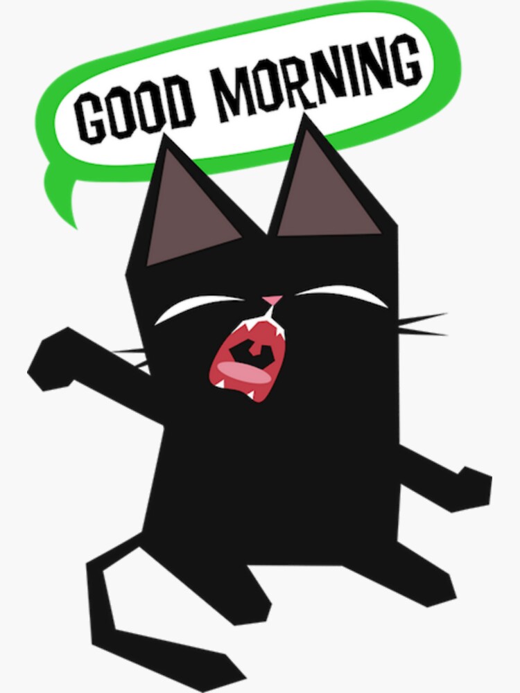 "good morning black cat" Sticker for Sale by haniroubilou | Redbubble