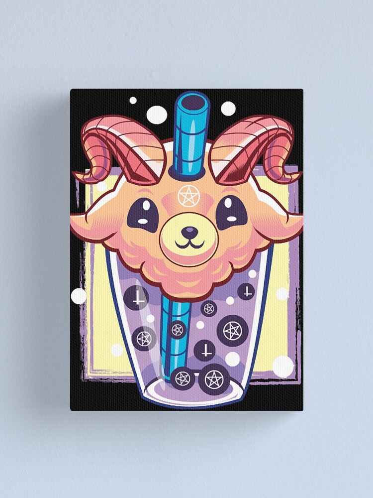 "Kawaii Pastel Goth Creepy Baphomet Boba Bubble Tea Vaporwave " Canvas ...