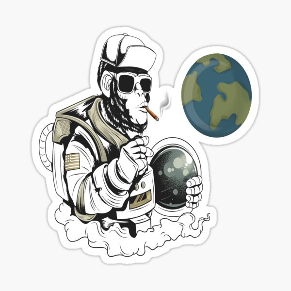 "Monkey Smoking Cigar in space - astronaut Ape" Sticker for Sale by ...
