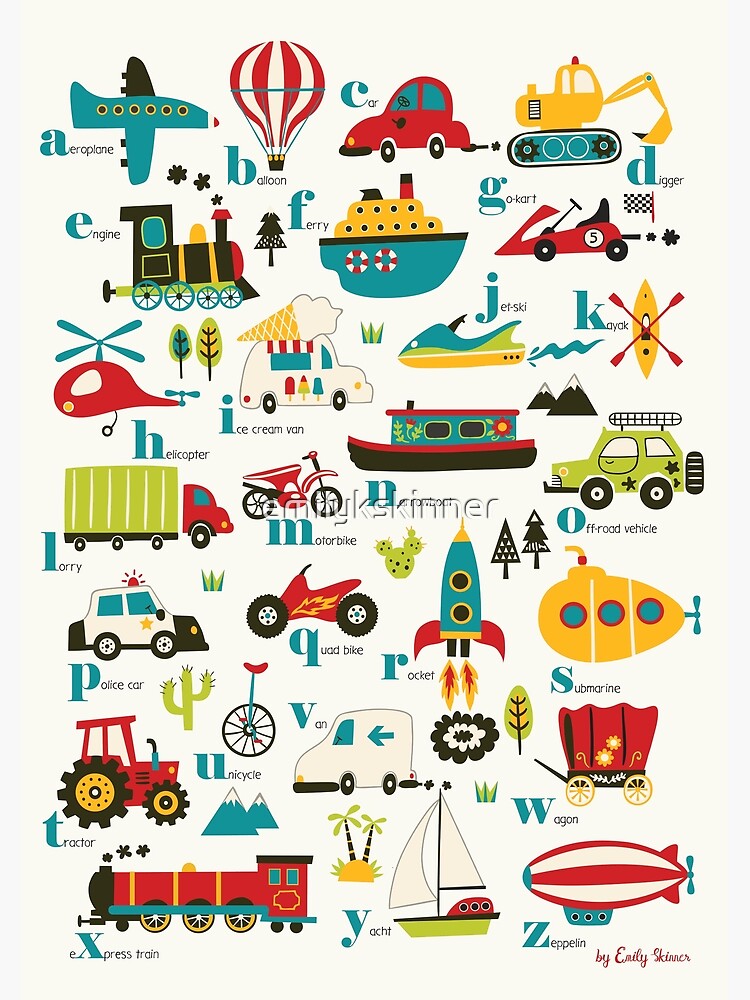 "Vehicles Alphabet" Poster for Sale by emilykskinner | Redbubble