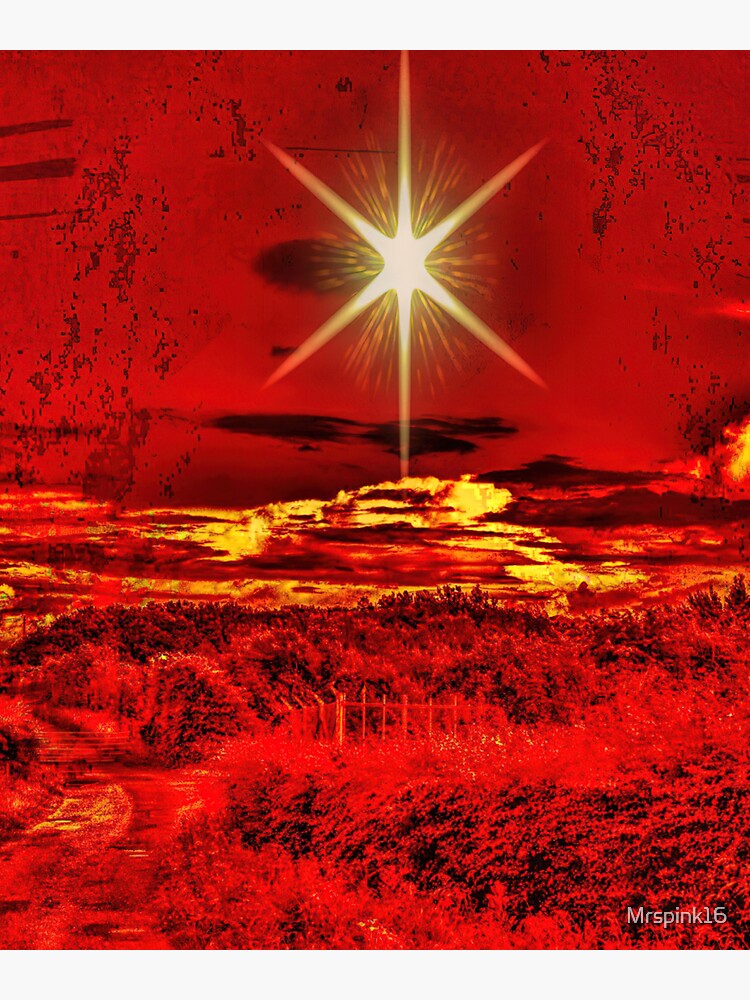 "Vibrant Crimson Red Fire Star Art " Sticker for Sale by Mrspink16 ...