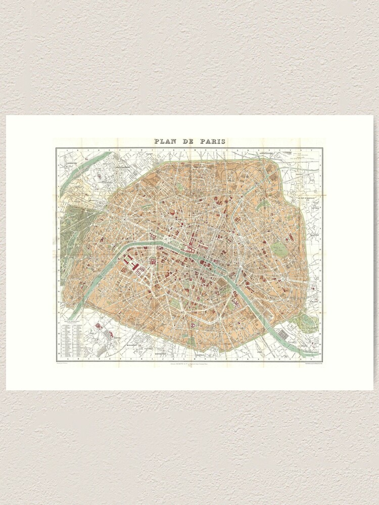 "Vintage Map of Paris (1892)" Art Print by BravuraMedia | Redbubble