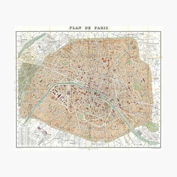 "Vintage Map of Paris (1892)" Photographic Print for Sale by ...