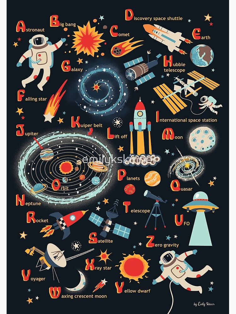 "Retro Space Alphabet" Poster for Sale by Emily Skinner | Redbubble
