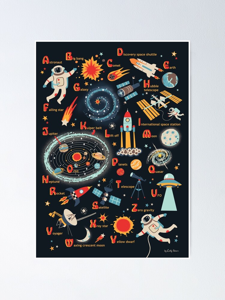 "Retro Space Alphabet" Poster for Sale by Emily Skinner | Redbubble