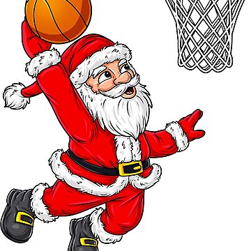 "Christmas Santa Claus Dunking A Basketball Funny Xmas" Art Print for ...