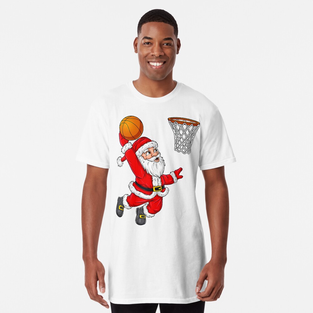 "Christmas Santa Claus Dunking A Basketball Funny Xmas" Art Print for ...