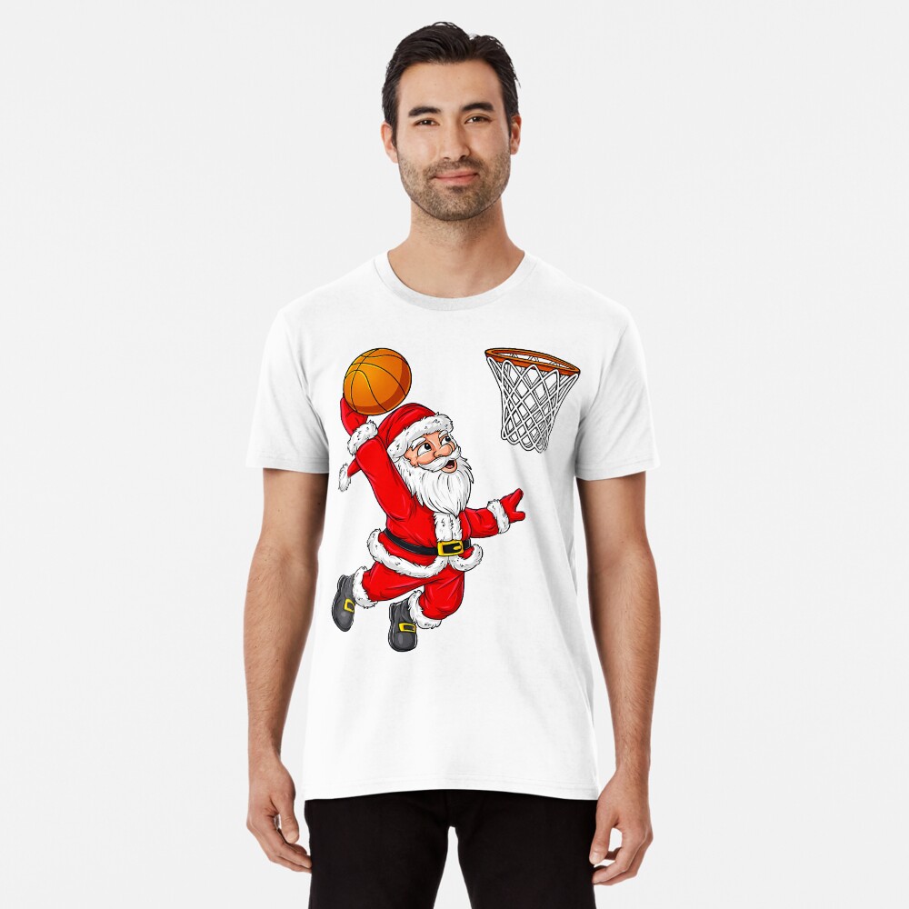 "Christmas Santa Claus Dunking A Basketball Funny Xmas" Art Print for ...