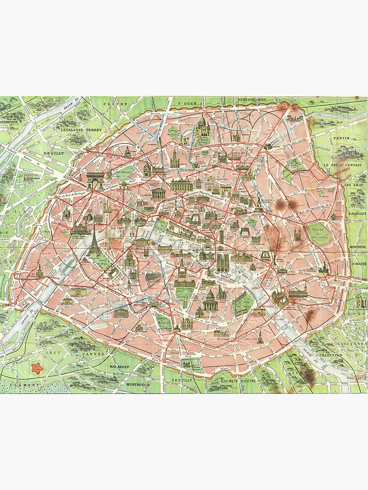 "Vintage Map of Paris (1920) " Photographic Print by BravuraMedia ...