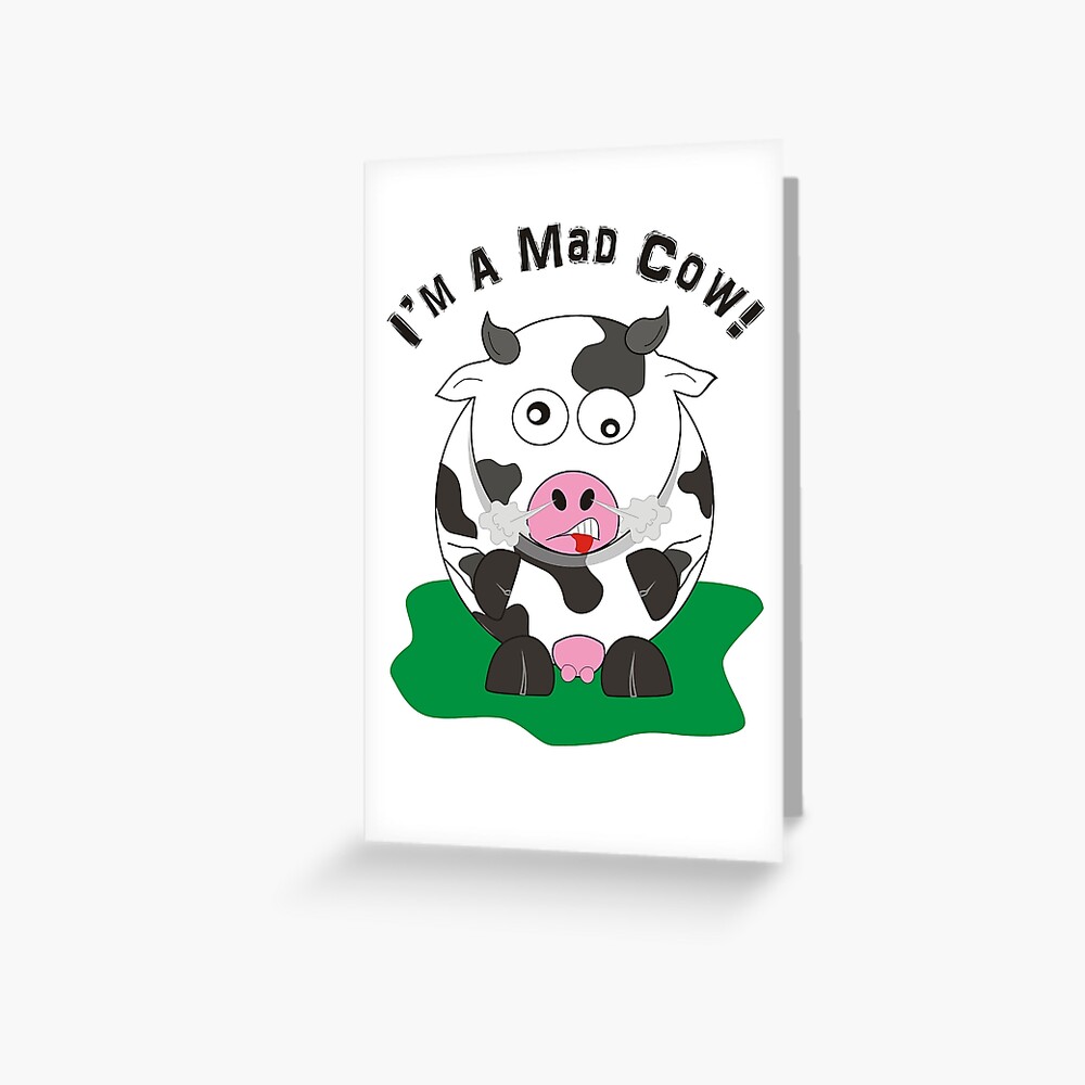 "Mad Cow Cartoon" Greeting Card for Sale by BijouArt | Redbubble
