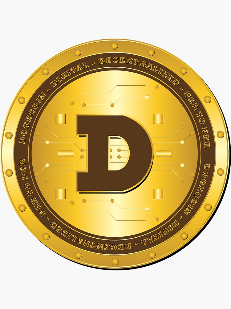"Doge coin crypto currency golden logo" Sticker for Sale by ZieProject ...
