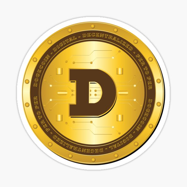 "Doge coin crypto currency golden logo" Sticker for Sale by ZieProject ...