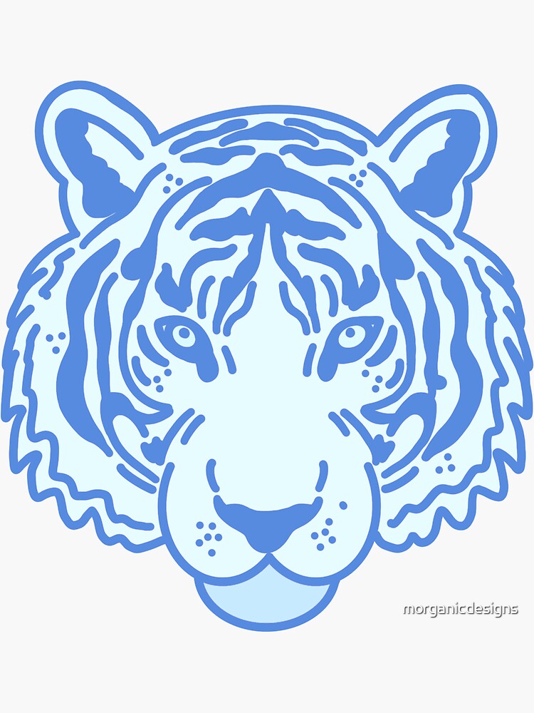 "Blue Tiger Face" Sticker for Sale by morganicdesigns | Redbubble