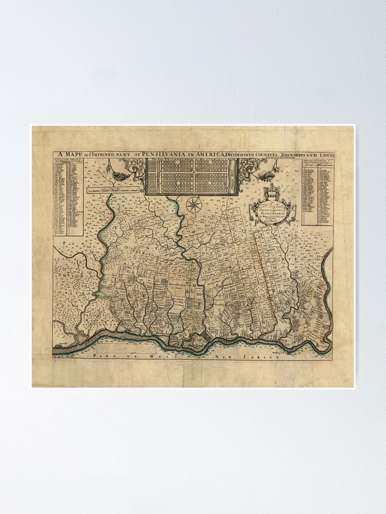 "Map Of Pennsylvania 1730" Poster for Sale by mollyfare | Redbubble