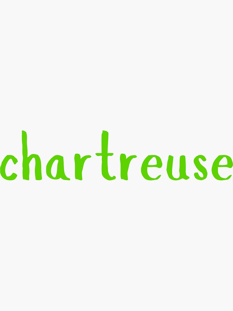 "CHARTREUSE COLOR NAME (on white background)" Sticker for Sale by ...