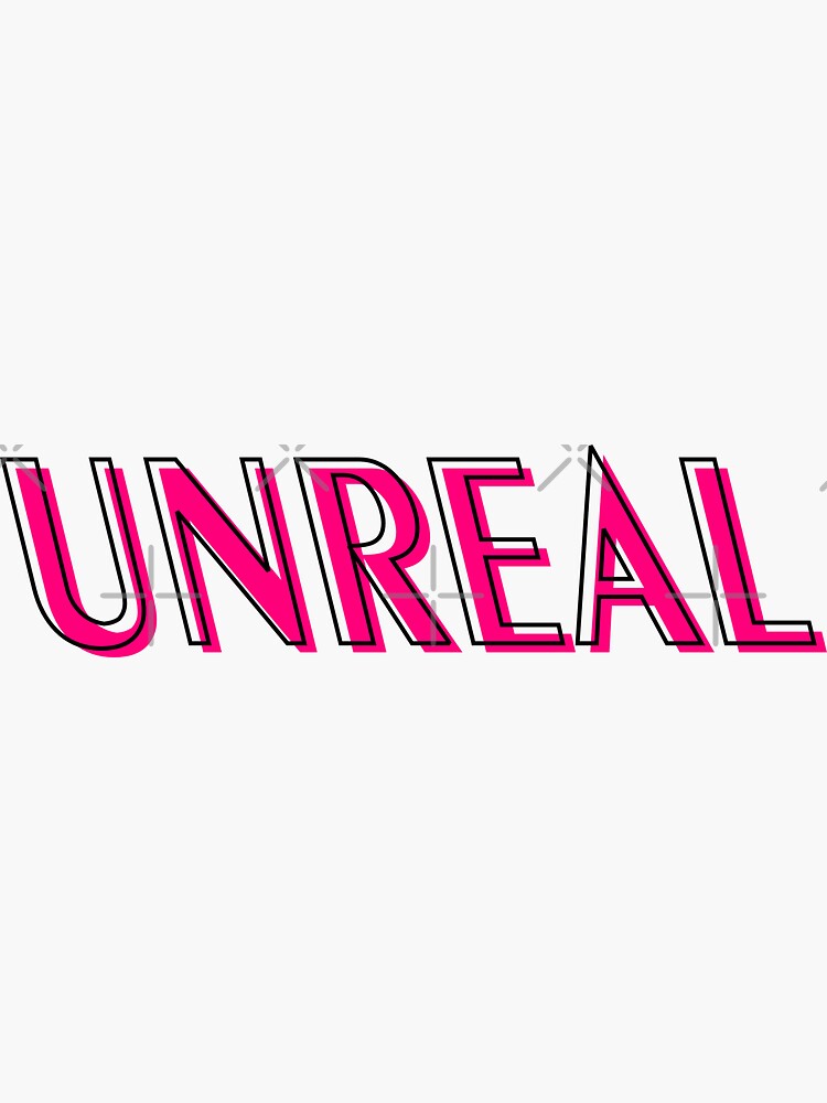 "Unreal (black on white)" Sticker for Sale by Nidgeystuff | Redbubble