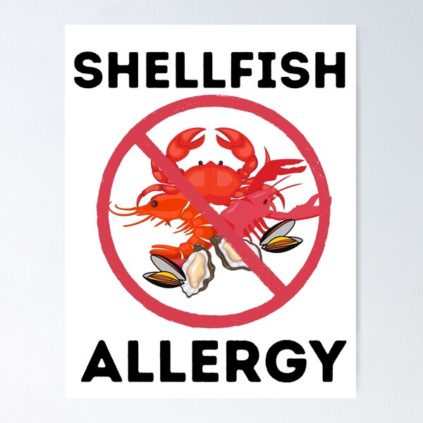 "No Shellfish ! Allergy Awareness Design " Poster for Sale by JosTees96 ...