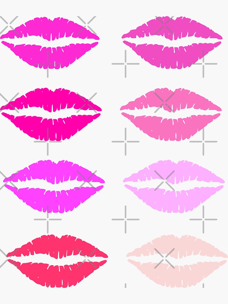 "Kissing lips sticker pack- Pink" Sticker for Sale by LIFEexpressed ...