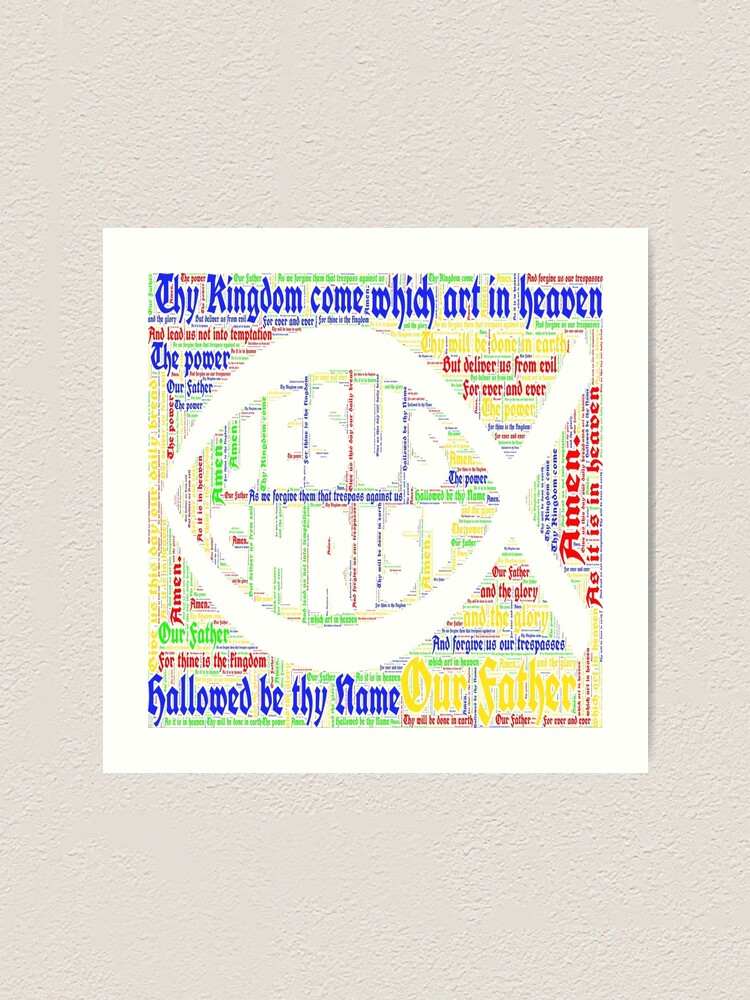 "Jesus Christ Lords Prayer Fish" Art Print by HeckaDoodleDo | Redbubble