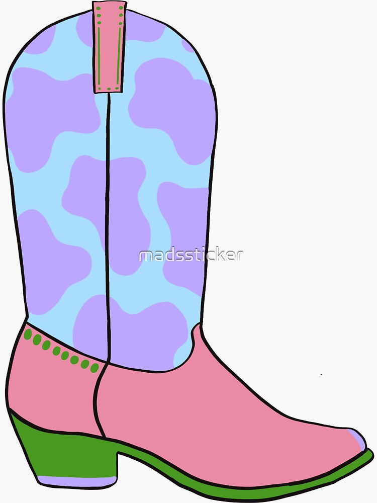 "Multicolor Cowboy Boot" Sticker by madssticker | Redbubble