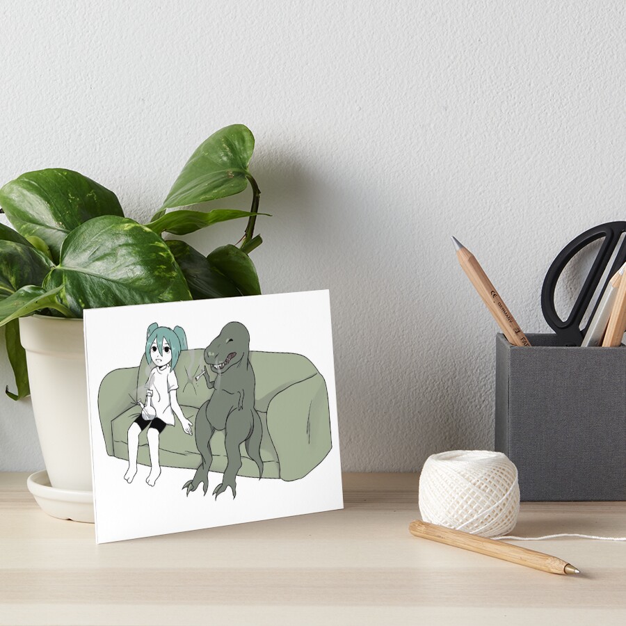 "Hatsune miku smoking weed with a dinosaur" Art Board Print by nyanuko ...